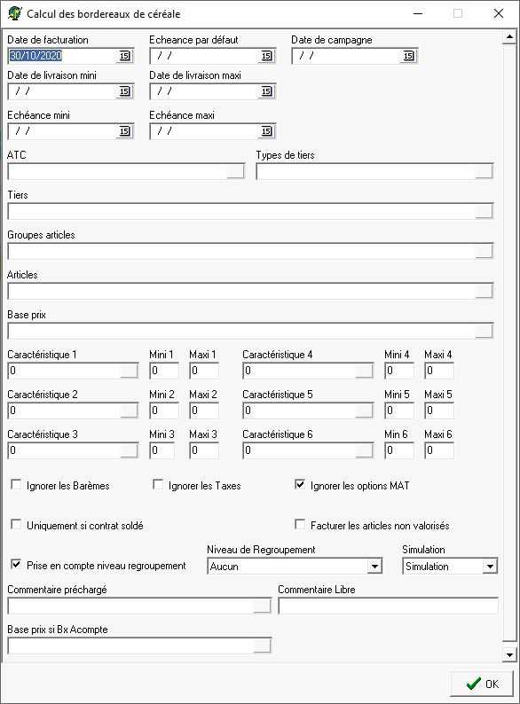 Facturation de bordereaux d'apport - Activité Céréale [Wiki Atys]